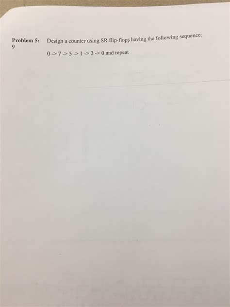 Solved Design A Counter Using SR Flip Flops Having The Chegg Com