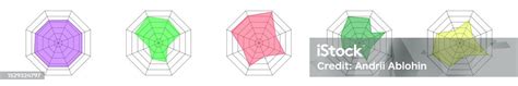 Set Of Octagon Radar Chart Or Spider Graph Templates Isolated On White