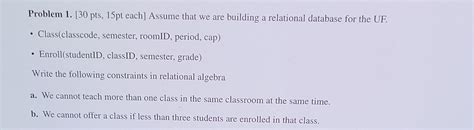 Solved Problem 1 30 Pts 15pt Each Assume That We Are