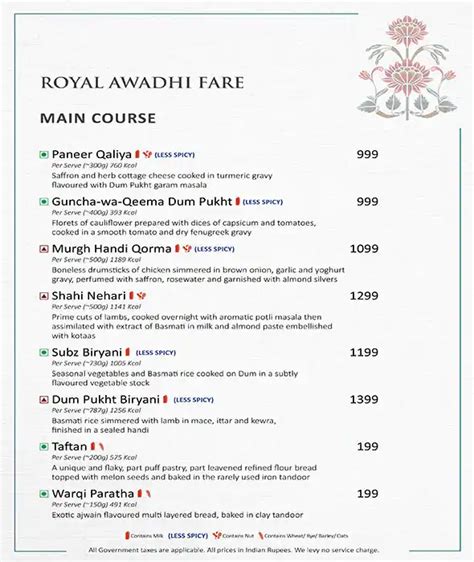 Menu At Itc Sonar Gourmet Couch Kolkata