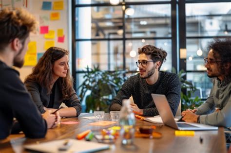 Young Teams Dynamic Collaboration Premium Ai Generated Image