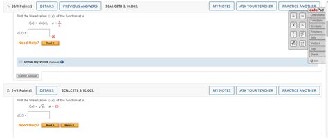 Solved Scalcet8 3 10 002 Find The Linearization L X Of The
