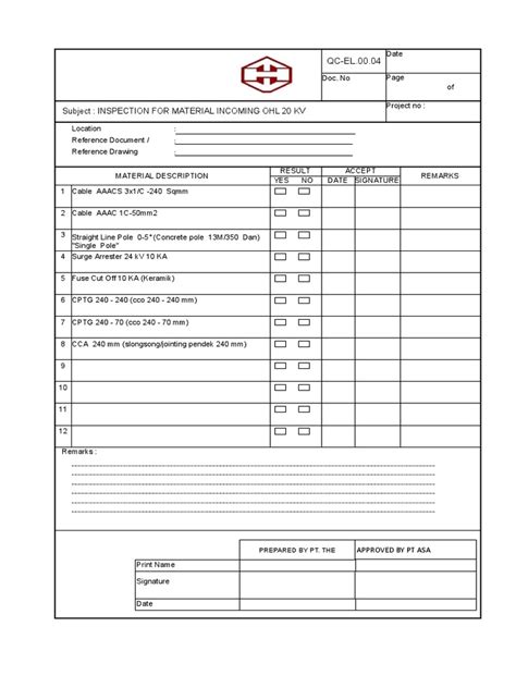Mto Material Ohl 20 Kv Pdf Machines Building Engineering