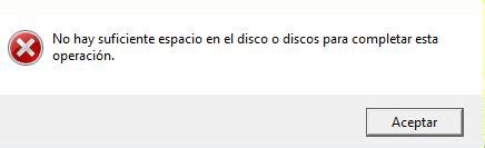 Resuelto No Hay Suficiente Espacio En El Disco O Discos Para