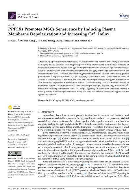 Pdf Ppp3r1 Promotes Mscs Senescence By Inducing Plasma Membrane