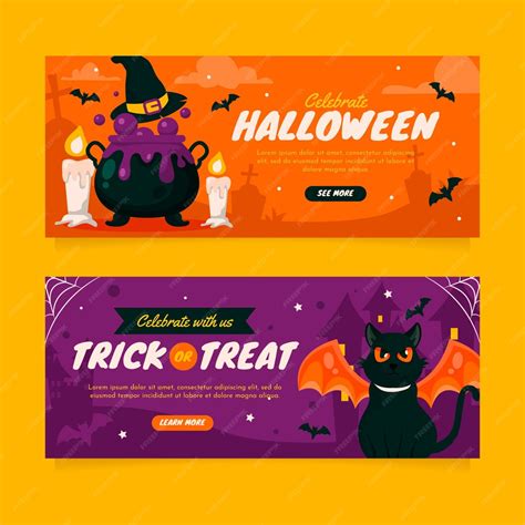 Free Vector Flat Halloween Horizontal Banner Template