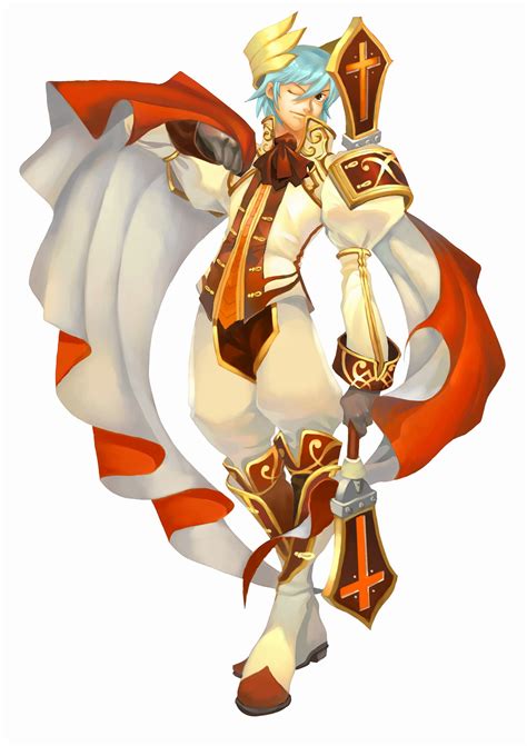 Flyff Highres 1boy Blue Hair Boots Brown Eyes Cape Fantasy