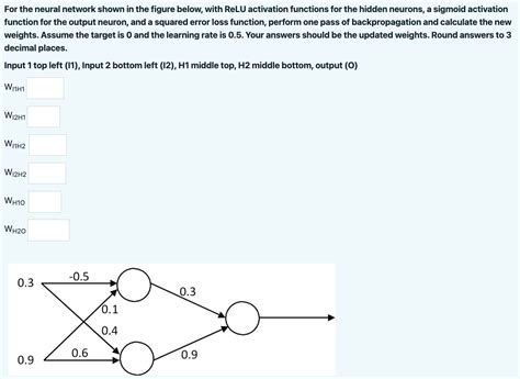 Solved For The Neural Network Shown In The Figure Below