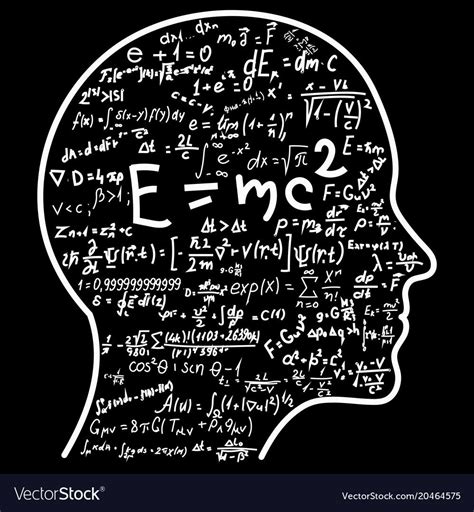 Mathematical Thinking Head With Equations Vector Image On Vectorstock