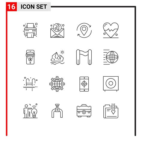 Set Of 16 Vector Outlines On Grid For Store Ecommerce Location Science Beat Editable Vector