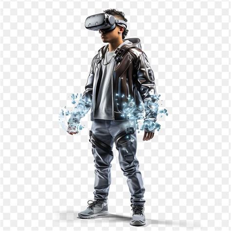 Premium Psd A Man Wearing A Virtual Reality Jacket And A Video Game
