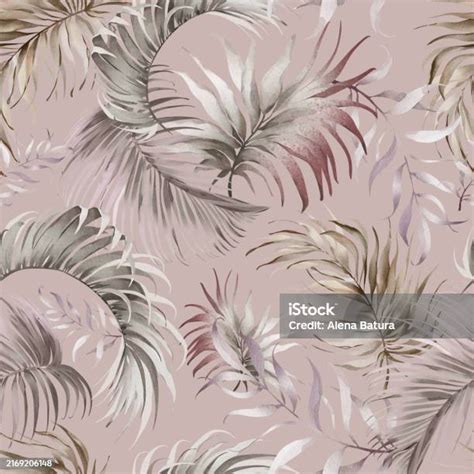 마른 야자수 잎 패턴입니다 Boho 스타일의 열대 잎과 함께 완벽 한 배경 0명에 대한 스톡 벡터 아트 및 기타 이미지 0명 가을 가을 단풍 Istock