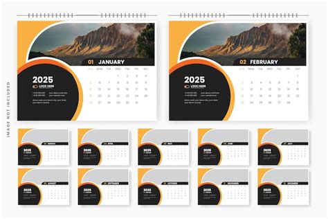 Modelo de projeto de mesa de calendário 2025 Vetor Premium