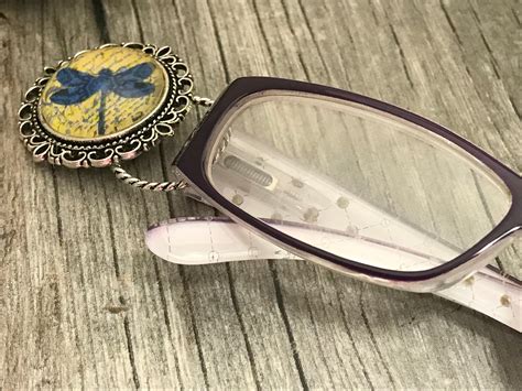 Blue Dragonfly Magnetic Eyeglass Holder Brooch Id Badge Etsy