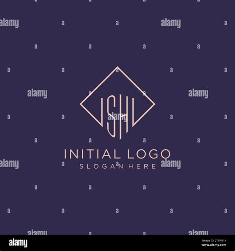 Initials Sh Logo Monogram With Rectangle Style Design Vector Graphic