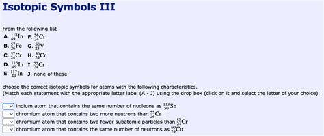 Solved Isotopic Symbols Iii From The Following List A