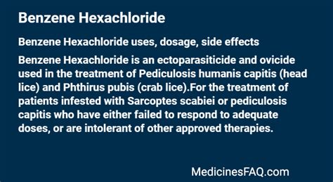 Benzene Hexachloride Uses Dosage Side Effects Food Interaction And Faq
