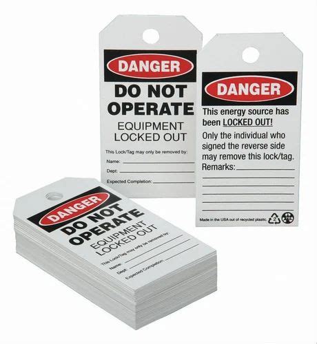 White Pvc Lockout Tag Danger Do Not Operated For Loto System At ₹ 20