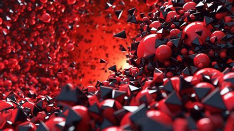 미래 포스터 디자인 3d 렌더링 배경의 혼란스러운 빨간색 다각형 삼각형 공 현대 기술 배경 디지털 기술 배경 빨간색 배경 이미지 Hd 현대 기술 디지털 기술