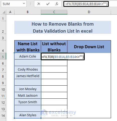 How To Remove Blanks From A Data Validation List In Excel 5 Methods