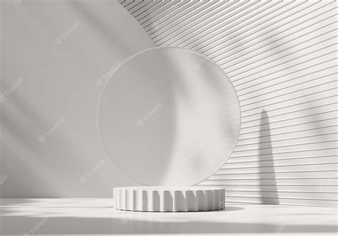 제품 전시 진열장 3d 연출을 위한 추상적인 최소한의 현대 백색 연단 플랫폼 프리미엄 사진