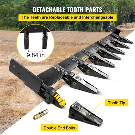 Vevor Bucket Tooth Bar 72 Inside Bucket Width Tractor Bucket Teeth 9 84 Teeth Space Tooth