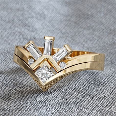 Princess Cut Kite Set Ring Etsy