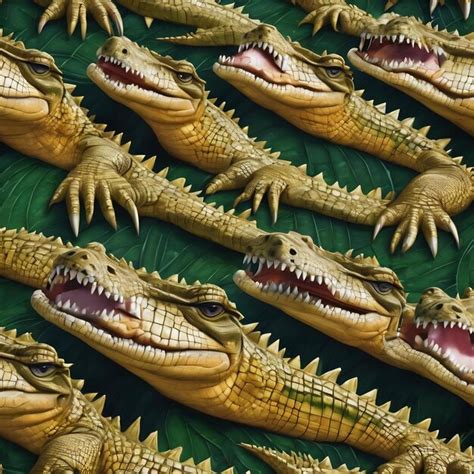 Premium Ai Image Crocodile Seamless Pattern