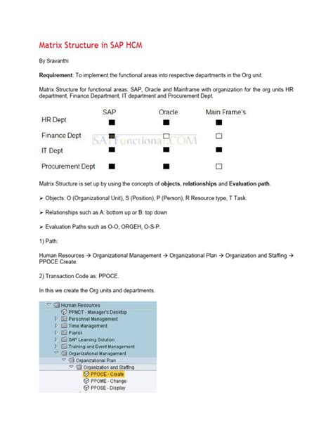 Matrix Structure In Sap Hcm Pdf Matrix Mathematics Human Resources