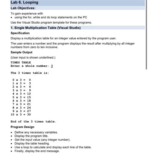 Solved Lab 6 Looping Lab Objectives To Gain Experience
