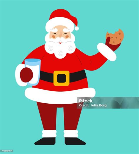 우유와 쿠키 한 잔과 산타 클로스의 크리스마스 만화 삽화 겨울 방학 테마 산타를위한 간식 12월에 대한 스톡 벡터 아트 및 기타 이미지 Istock