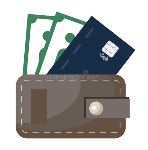 Wallet With Banknotes And Credit Card Concept Vectoronline Payment Protection System With