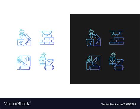 Automation In Different Industries Gradient Icons Vector Image