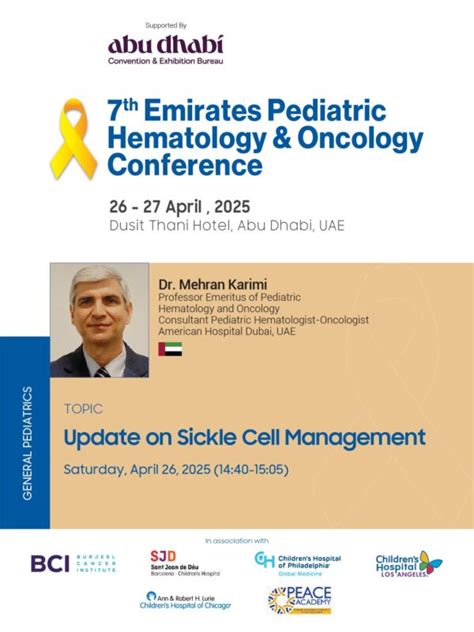 Join Mehran Karimi At The 7th Emirates Pediatric Hematology And Oncology Conference Mena