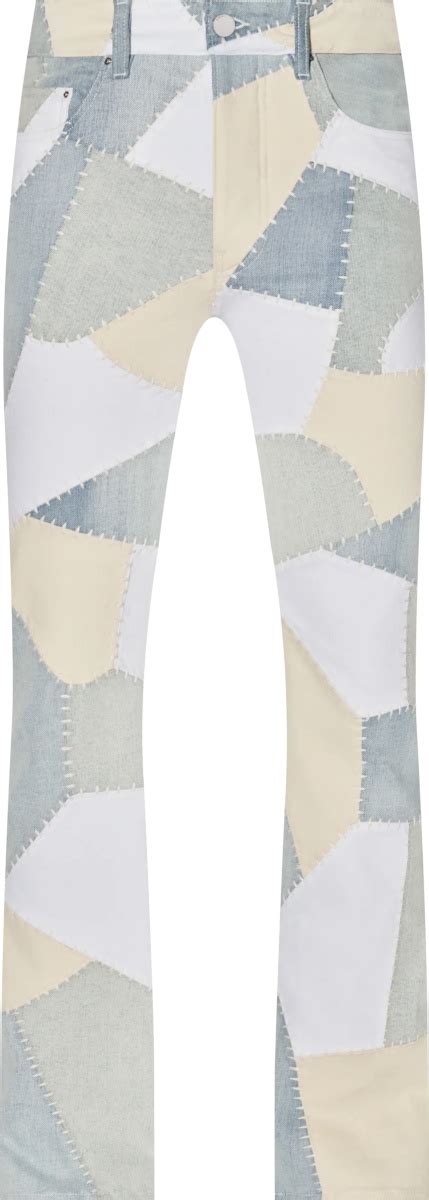 Amiri Cream And Light Blue Patchwork Flared Jeans Inc Style