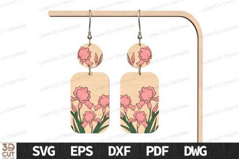 Iris Flower Earrings Svg · Creative Fabrica