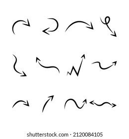 Set Black Hand Drawn Arrow Element Stock Vector Royalty Free
