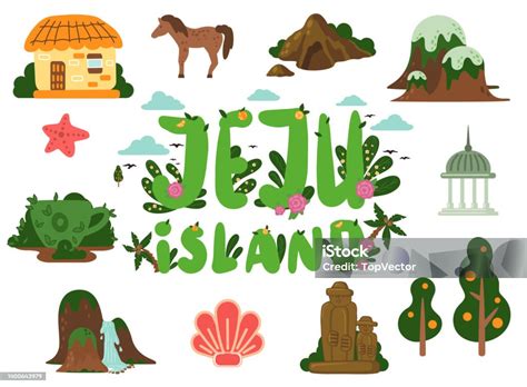 한국의 제주도 포스터 전통 명소 상징 엠블럼 인기있는 장소 관광에 대한 스톡 벡터 아트 및 기타 이미지 관광 관광객 귤속 나무 Istock