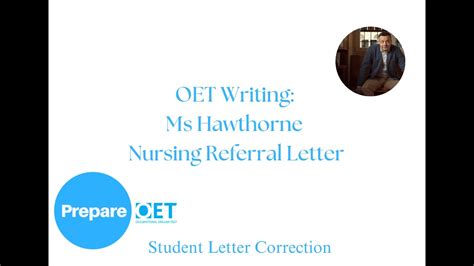 Oet Writing Nursing Ms Olivia Hawthorne Referral Letter Purpose Line