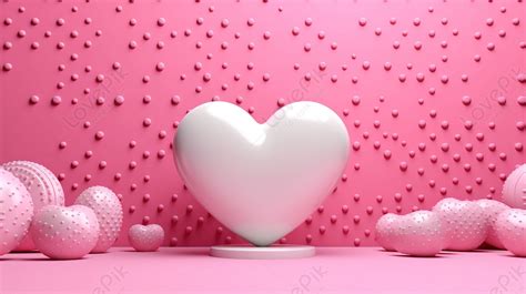 추상 물방울 무늬와 흰색 하트를 사용하여 3d 렌더링된 사랑 패턴 배경 발렌타인 데이 축하에 딱 맞습니다 발렌타인 데이 배경 사랑 배경 다이 배경 이미지 Hd