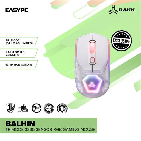 Rakk Balhin Trimode 3335 Sensor Rgb Tri Mode Connectivity Gaming Mouse