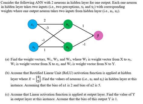 Solved Consider The Following Ann With 2 Neurons In Hidden