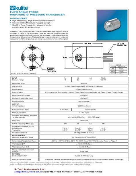 FAP Flow Angle Mini Pressure Transducer A Tech Instruments