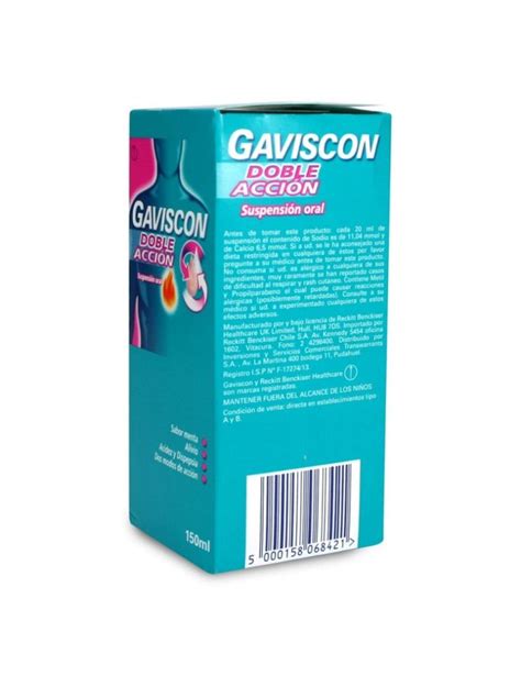 Gaviscon Doble Accion Susp Menta 150 Ml Farmacias Chile Spa