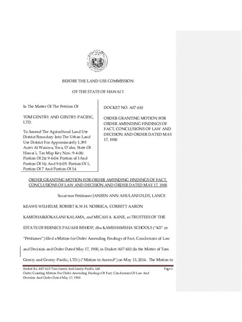 Fillable Online Order Granting Motion To Amend Condition No 6 Fax