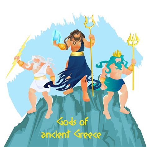 Premium Vector Three Ancient Greek Gods Hades Zeus And Poseidon