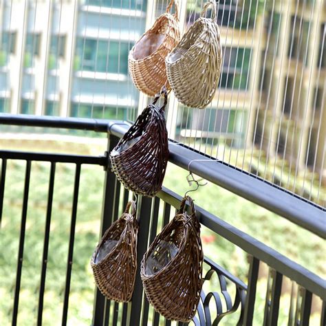 Badu Bg Xxl Голяма ръчно изработена плетена ратанова кошница за цветя Зелена лозова саксия