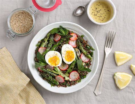 Asparagus And Quinoa Bowls With Soft Boiled Eggs Recipe Abel And Cole