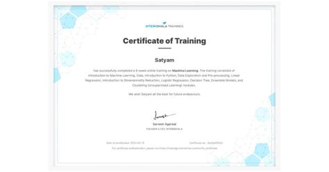Completed Machine Learning Training At Internshala Satyam Lokhande