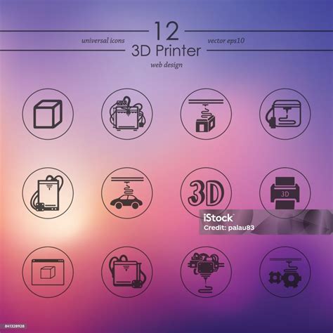 세트마다 3 D 프린터 아이콘 3차원 형태에 대한 스톡 벡터 아트 및 기타 이미지 3차원 형태 공학 기업 재무와 산업 Istock
